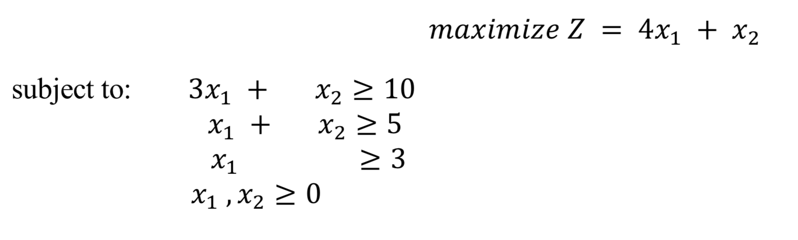 Solved maximize Z = 4x1 + x2 subject to: 3x + Χ, Σ 10 χι + | Chegg.com