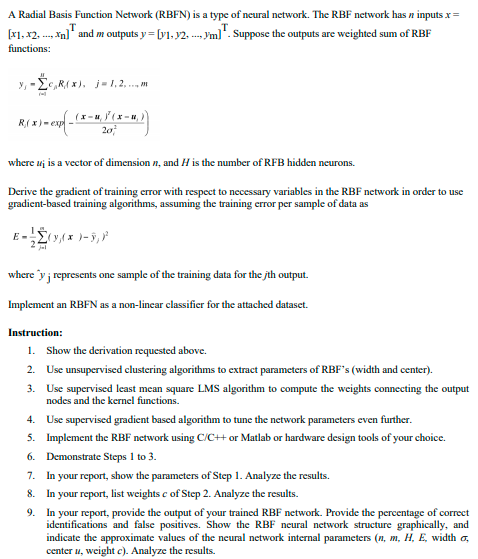 A Radial Basis Function Network (RBFN) is a type of | Chegg.com