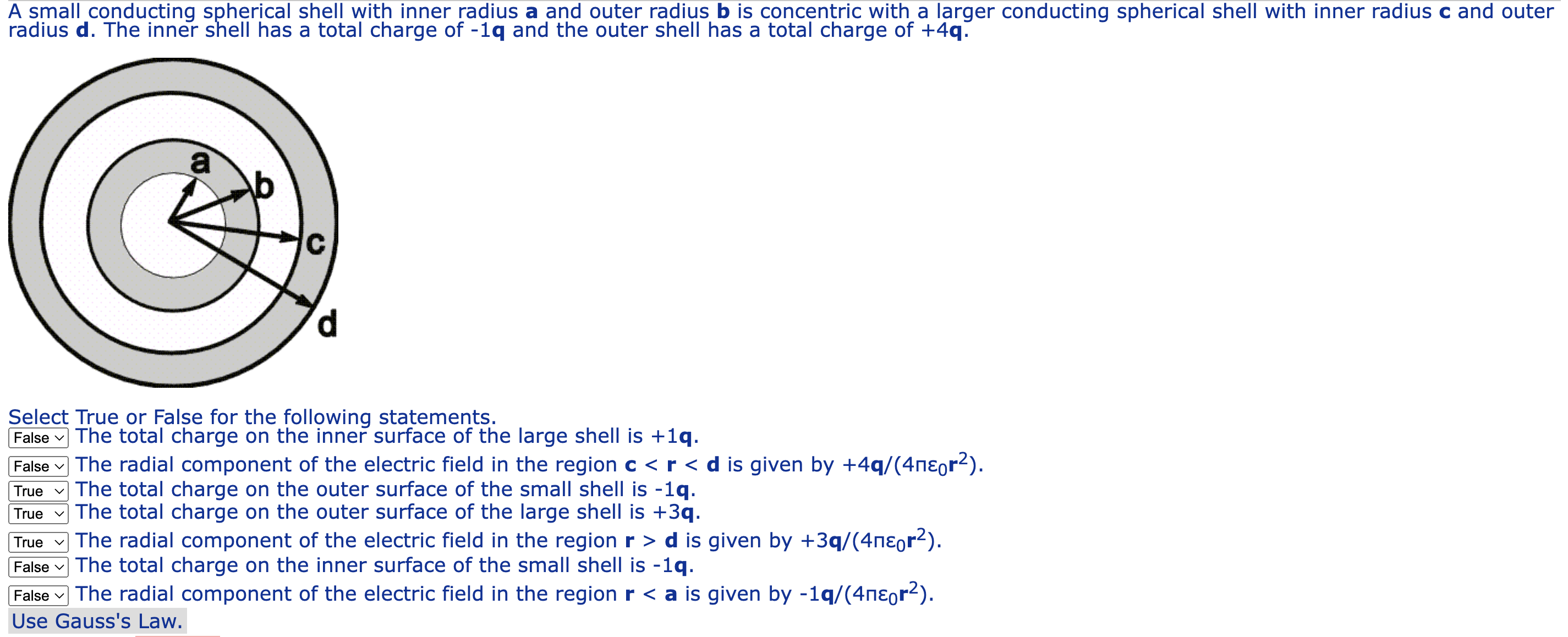 Solved A small conducting spherical shell with inner radius | Chegg.com