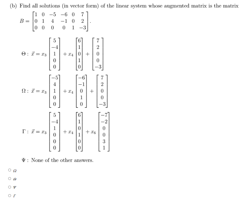 Solved (b) Find all solutions (in vector form) of the linear | Chegg.com