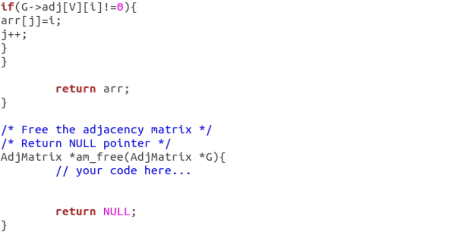 Solved You are going to implement the adjacency matrix for a | Chegg.com