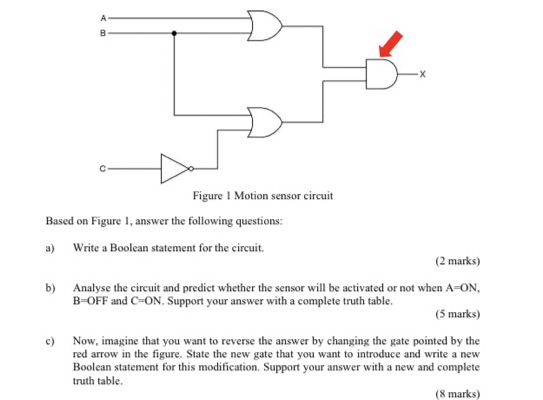 Solved Figure 1 Motion sensor circuit Based on Figure 1, | Chegg.com