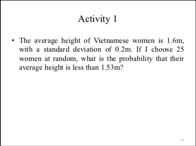 Solved Activity 1 • The average height of Vietnamese women | Chegg.com