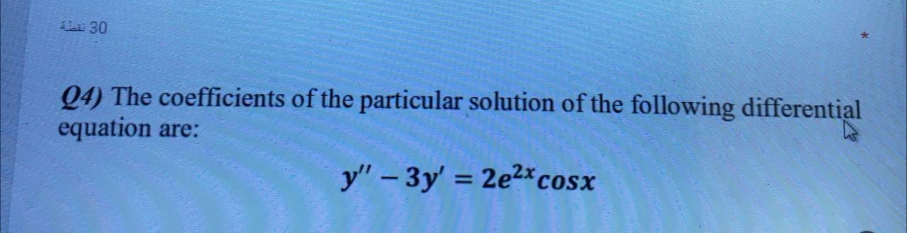 Solved 30 Q4) The coefficients of the particular solution of | Chegg.com
