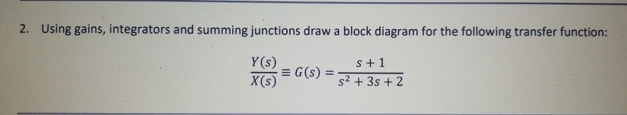 Solved 2. Using gains, integrators and summing junctions | Chegg.com