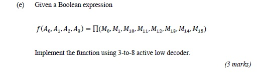 Solved (e) Given a Boolean expression f(A,A,,A2, A2) = | Chegg.com