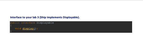 Solved Ship, CruiseShip, CargoShip Classes, and Displayable | Chegg.com