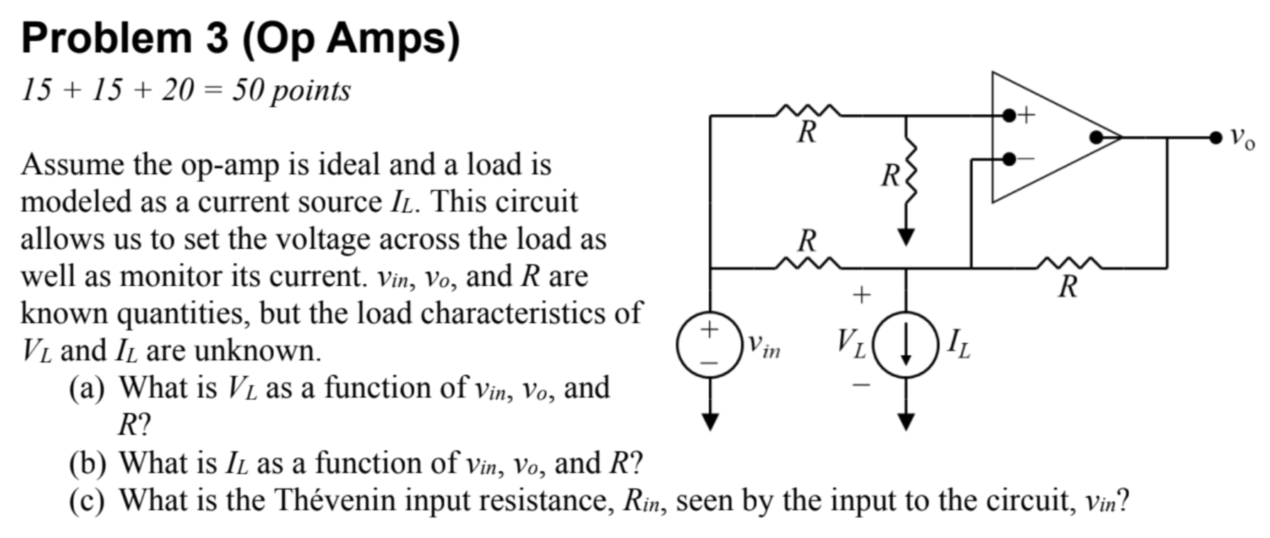 Solved Problem 3 (Op Amps) 15+15+20=50 points Assume the | Chegg.com