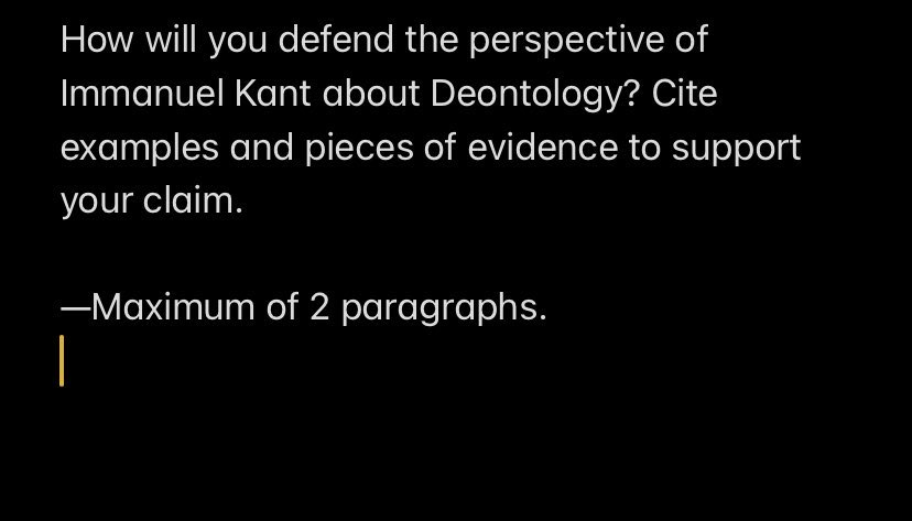 How will you defend the perspective of Immanuel Kant | Chegg.com