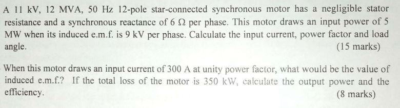 Solved A \\( 11 \\mathrm{kV}, 12 \\mathrm{MVA}, 50 | Chegg.com