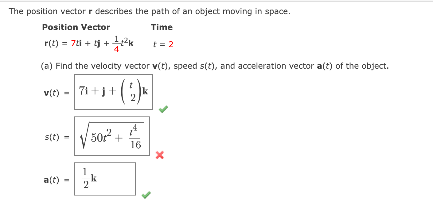 Solved The position vector r describes the path of an object | Chegg.com