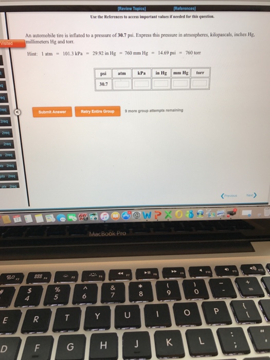 Solved An automobile tire is inflated to a pressure of | Chegg.com