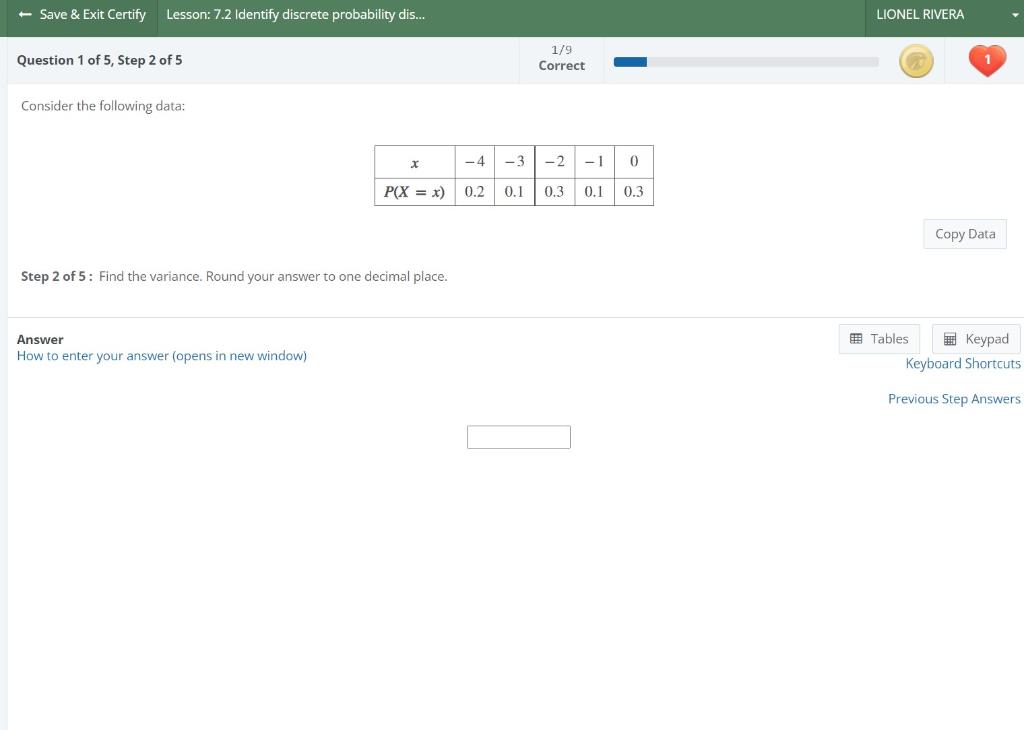 Solved Save & Exit Certify Lesson: 7.2 Identify discrete | Chegg.com