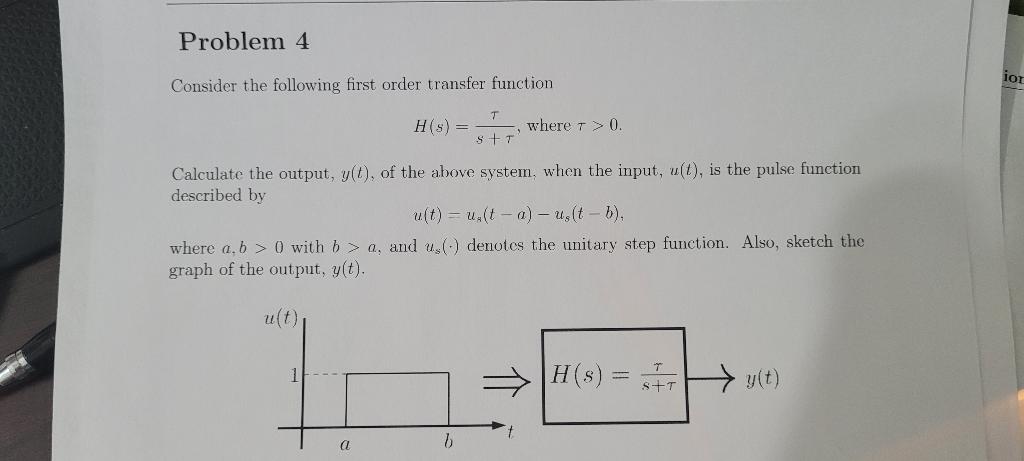 Solved Problem 4 10 Consider the following first order | Chegg.com