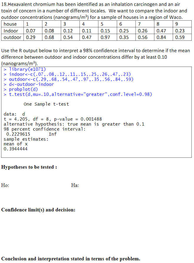 Solved 18.Hexavalent chromium has been identified as an | Chegg.com