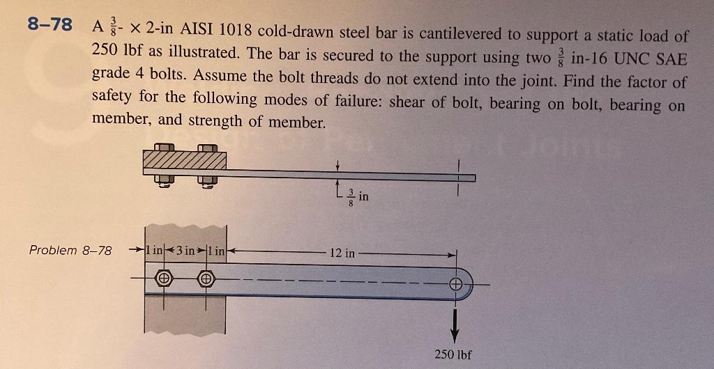 Solved 8-78 A 83−×2-in AISI 1018 cold-drawn steel bar is | Chegg.com