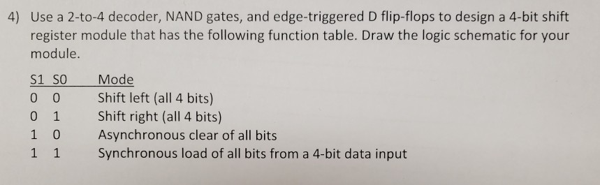 4) Use a 2-to-4 decoder, NAND gates, and | Chegg.com