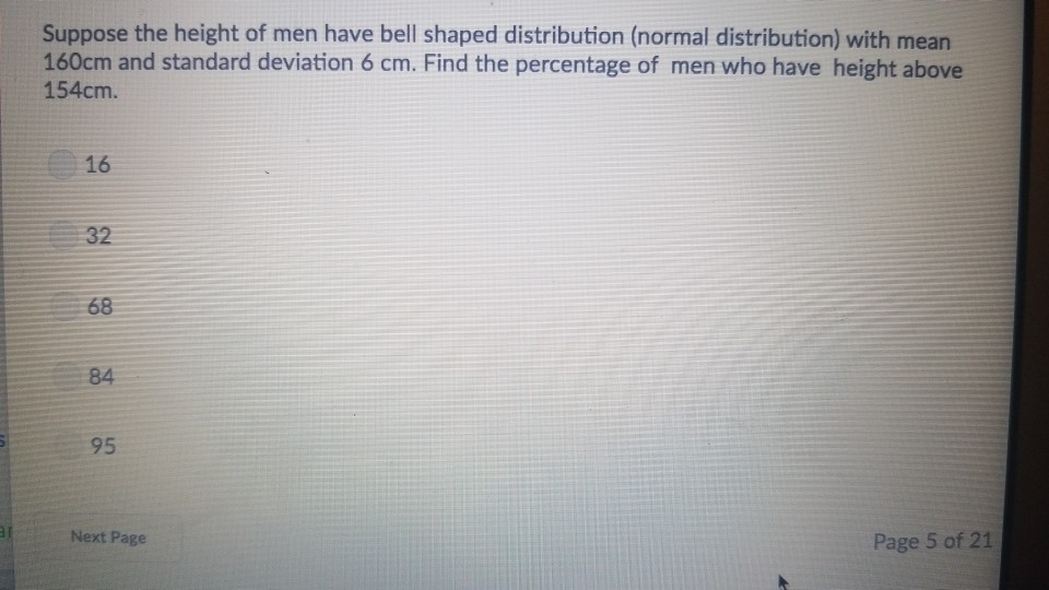 Solved Suppose the height of men have bell shaped | Chegg.com