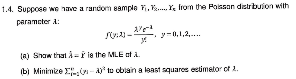 Solved 4. Suppose we have a random sample Y1,Y2,…,Yn from | Chegg.com