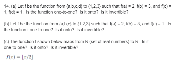 Solved 14. (a) Let f be the function from {a,b,c,d} to | Chegg.com