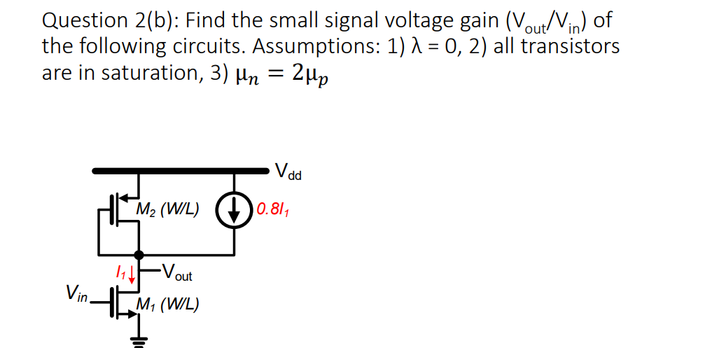 Solved Question 2(b): Find the small signal voltage gain | Chegg.com