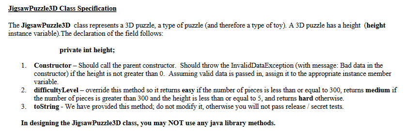 Solved Toy Class Specification The Toy class represents a | Chegg.com