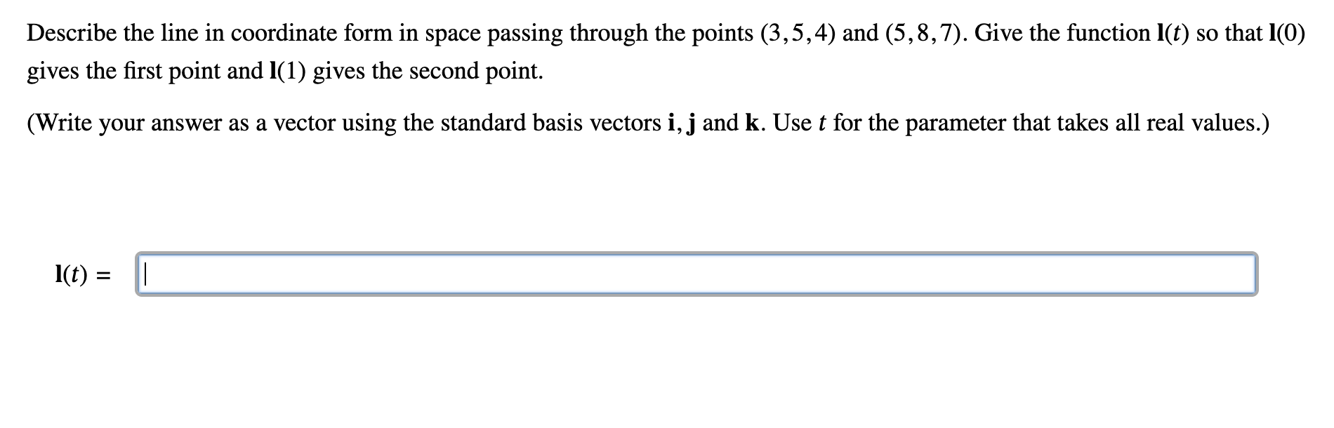 Solved Describe the line in coordinate form in space passing | Chegg.com