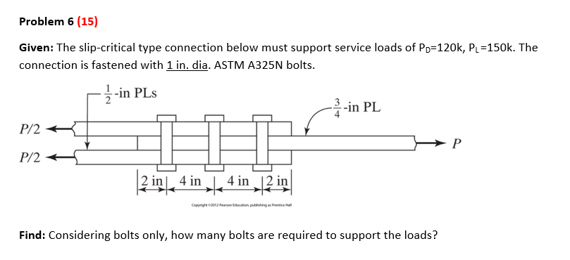 Solved Problem 6 (15) Given: The slip-critical type | Chegg.com