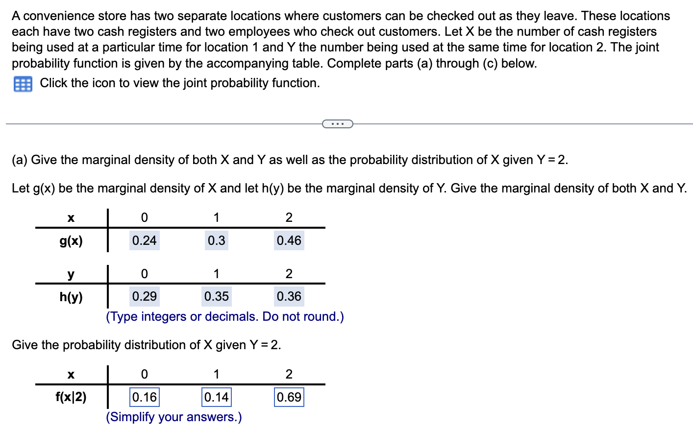 Solved \begin{tabular}{|cccc} \hline & \multicolumn{3}{c}{y} | Chegg.com