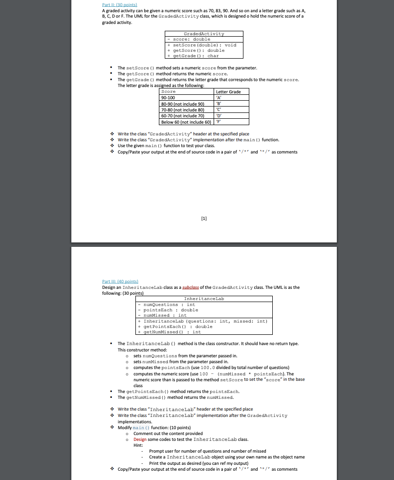 Solved Part ll: (30 points) A graded activity can be given a | Chegg.com