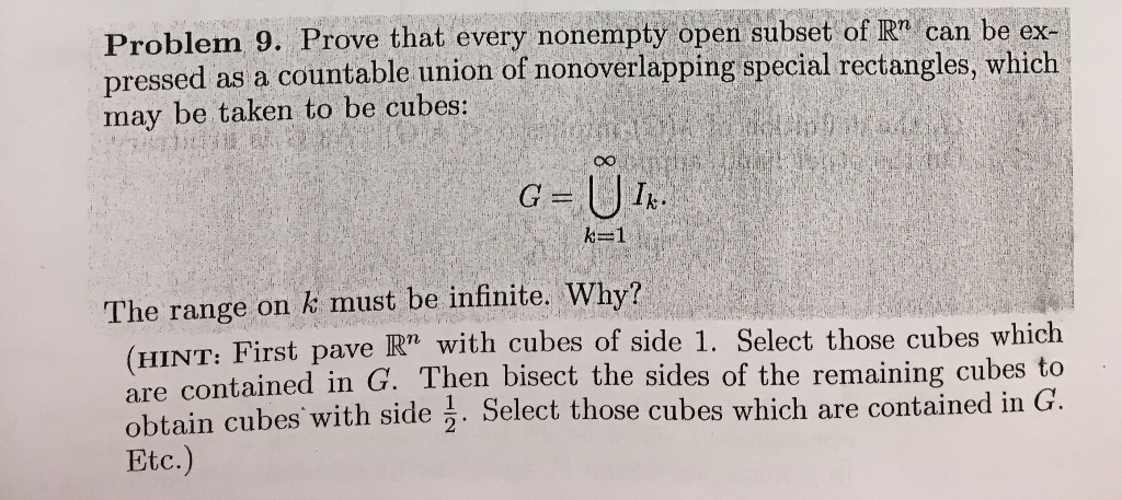 Solved oblem 9. Prove that every nonempty open subset of IRn | Chegg.com