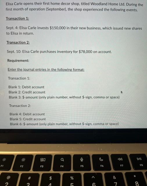 Solved Elisa Carle opens their first home decor shop, titled | Chegg.com