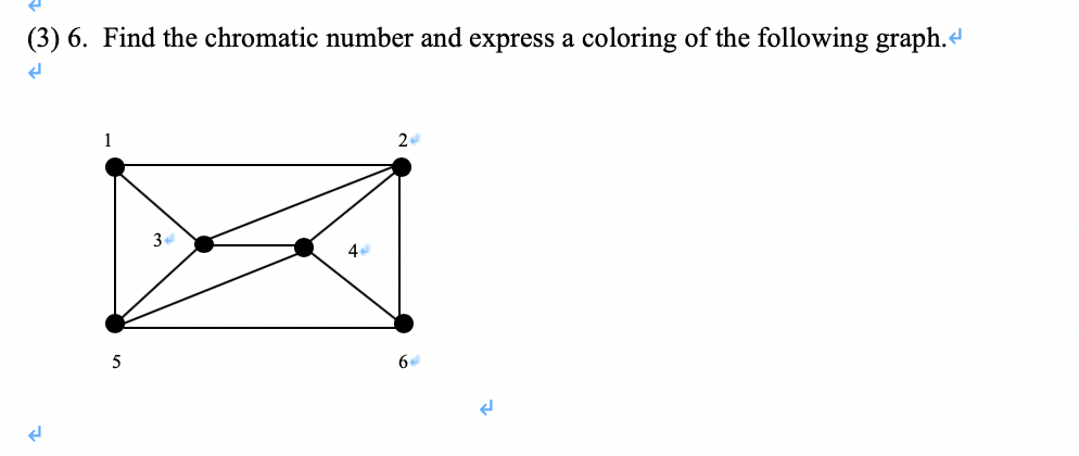Solved coloring of the following graph. (3) 6. Find the | Chegg.com