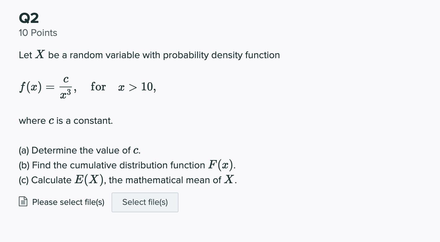 Solved Q2 10 Points Let X be a random variable with | Chegg.com