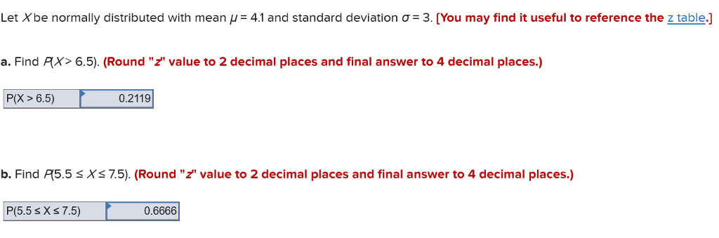 Solved Let X be normally distributed with mean μ= 4.1 and | Chegg.com