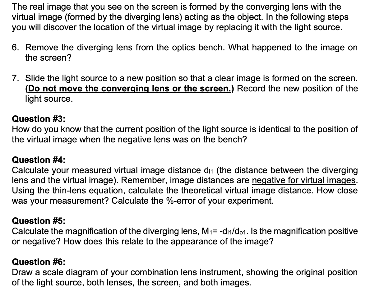 Solved Part 1: Virtual Image by a Diverging Lens A virtual | Chegg.com