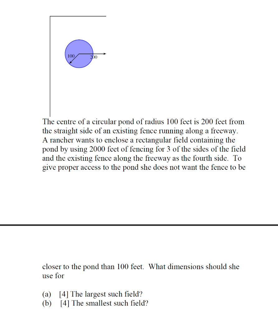 Solved 100 who The centre of a circular pond of radius 100 | Chegg.com