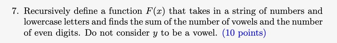 Recursively define a function F(x) that takes in a | Chegg.com