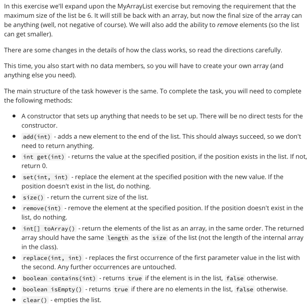 Solved public class MyArrayList { public MyArrayList() | Chegg.com Solved public class MyArrayList { public MyArrayList() | Chegg.com