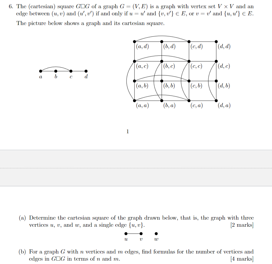 Solved The (cartesian) square G G of a graph G=(V,E) is a | Chegg.com
