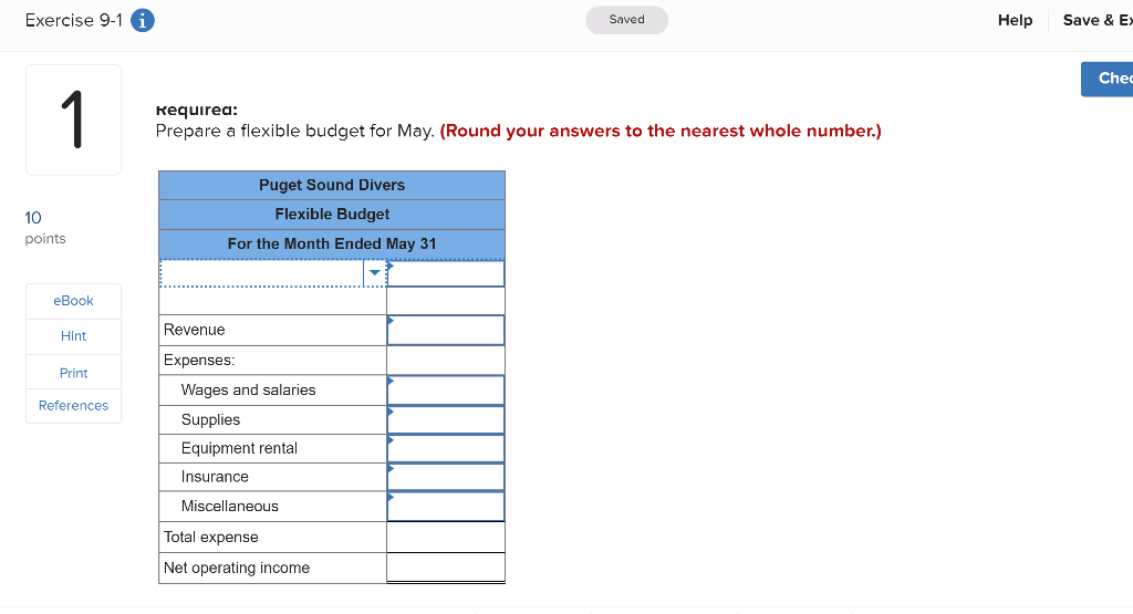 Solved Exercise 9-1 i Saved Help Save & Exit Submi Check my | Chegg.com