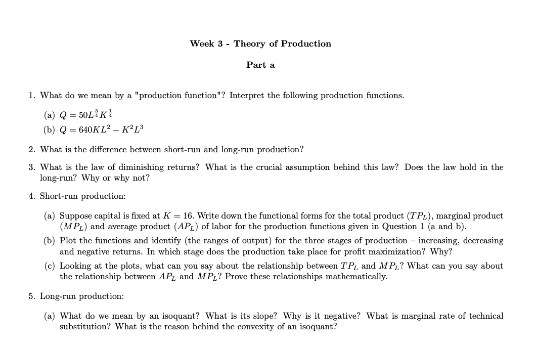 Theory Of Production
