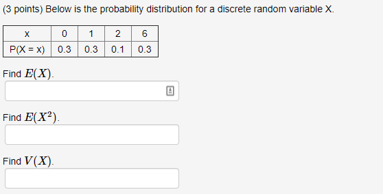 Solved Below is the probability distribution for a discrete | Chegg.com