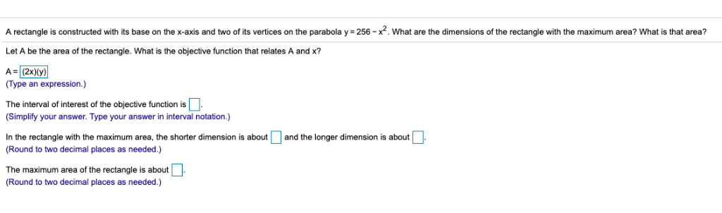 Solved A rectangle is constructed with its base on the | Chegg.com