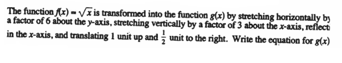Solved The function f(x) - vx is transformed into the | Chegg.com