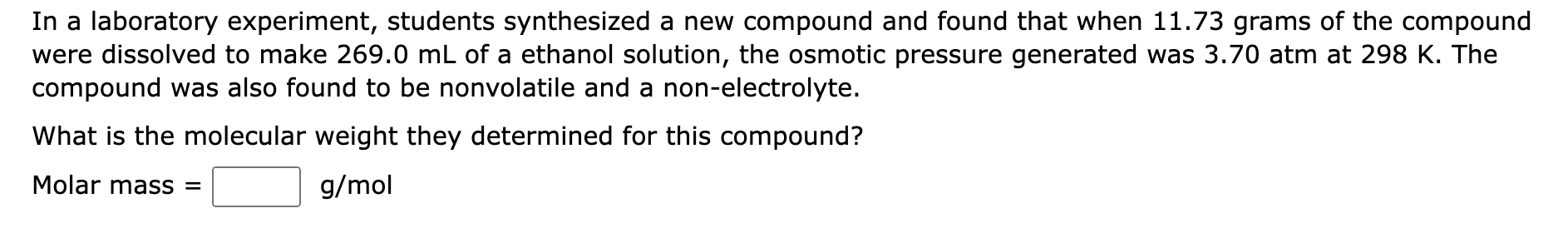 Solved In a laboratory experiment, students synthesized a | Chegg.com