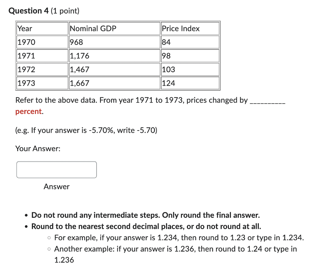 Solved Question 4 (1 point) Refer to the above data. From | Chegg.com