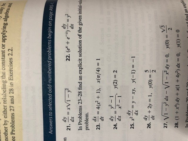 Solved EXERCISES 2.2 Ans In Problems 1-22 solve the given | Chegg.com