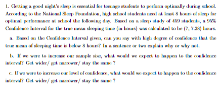 Solved 1. Getting a good might's slecep is cosential for | Chegg.com