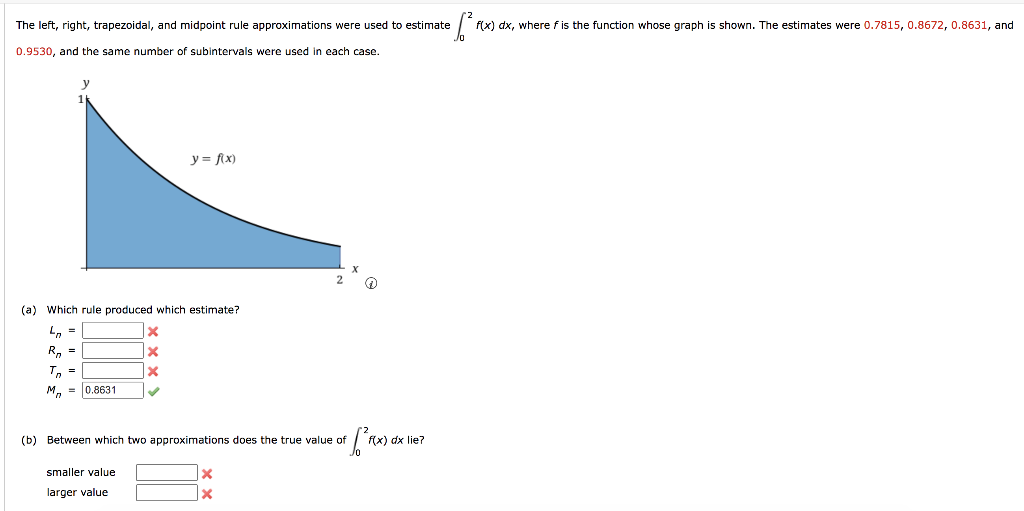 Solved The left, right, trapezoidal, and midpoint rule | Chegg.com